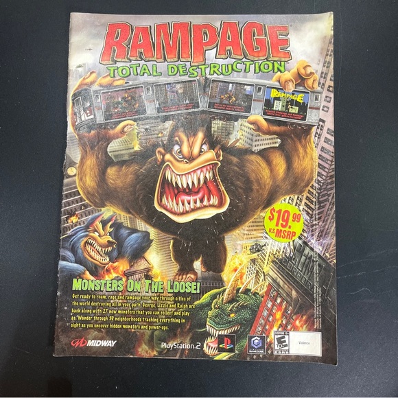 midway | Accents | Rampage Total Destruction Game Print Ad | Poshmark